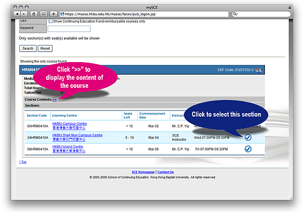 mySCE Online Course Enrolment Procedures | HKBU-SCE